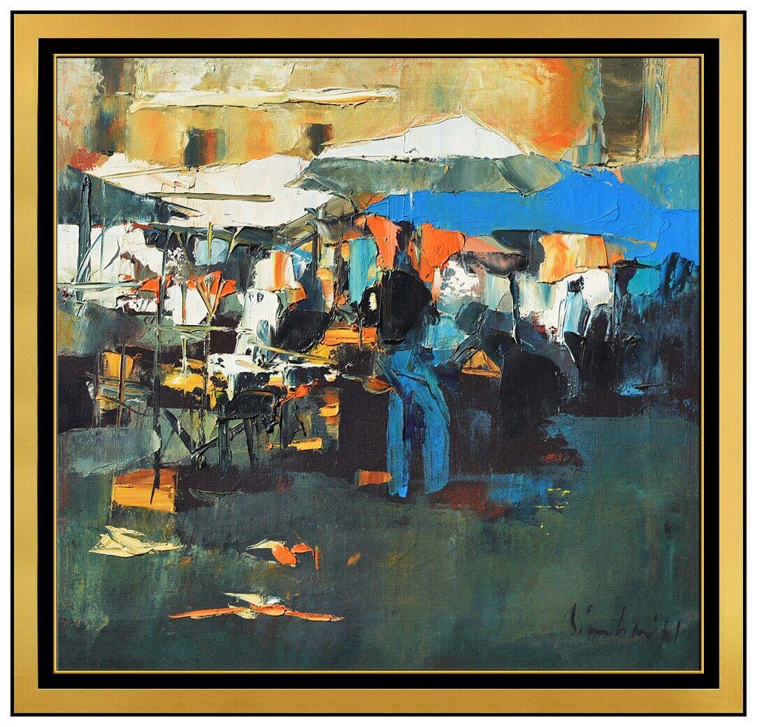 Nicola Simbari Original Oil Painting On Canvas Signed Street Scene ...