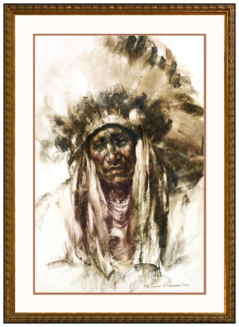 Ramon Kelley Original Painting Signed Native American Portrait Framed ...