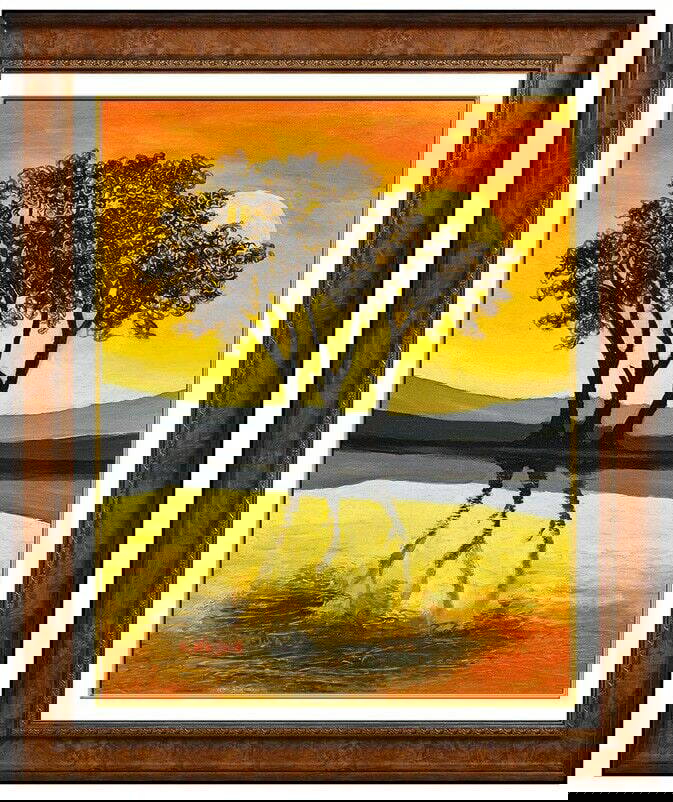 David Najar Original Oil Painting On Canvas Signed Tree Sun Landscape ...