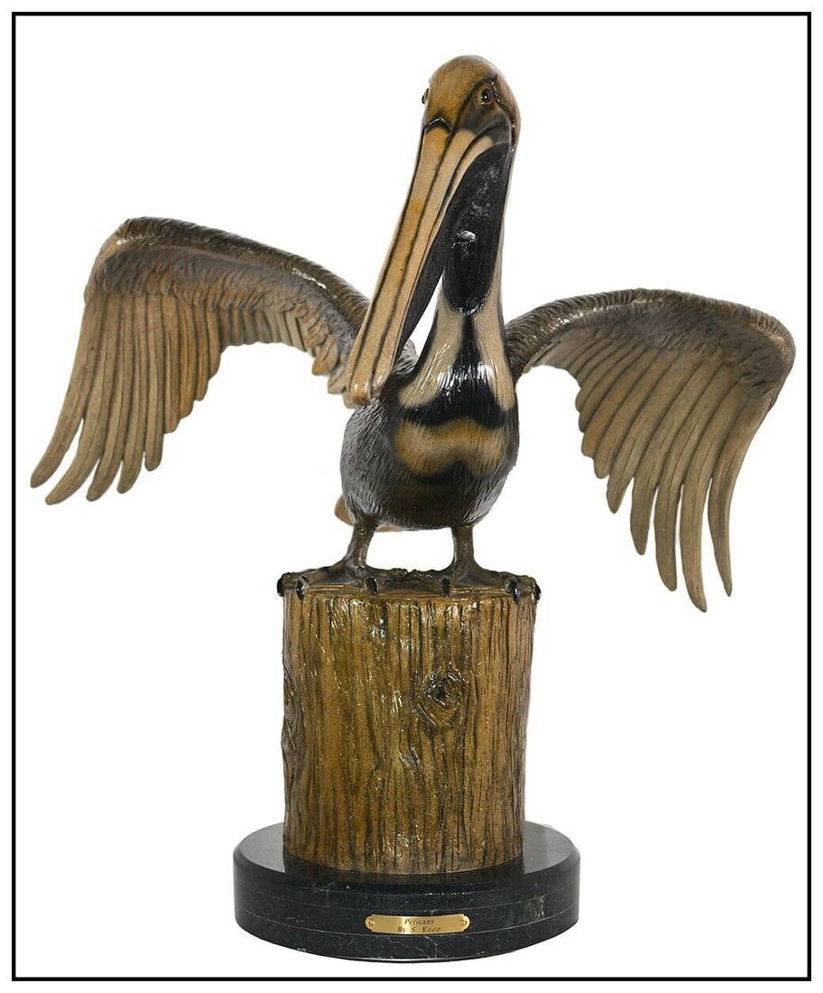 Sandra Koop Original Full Round Bronze Sculpture Pelican Bird Nature ...
