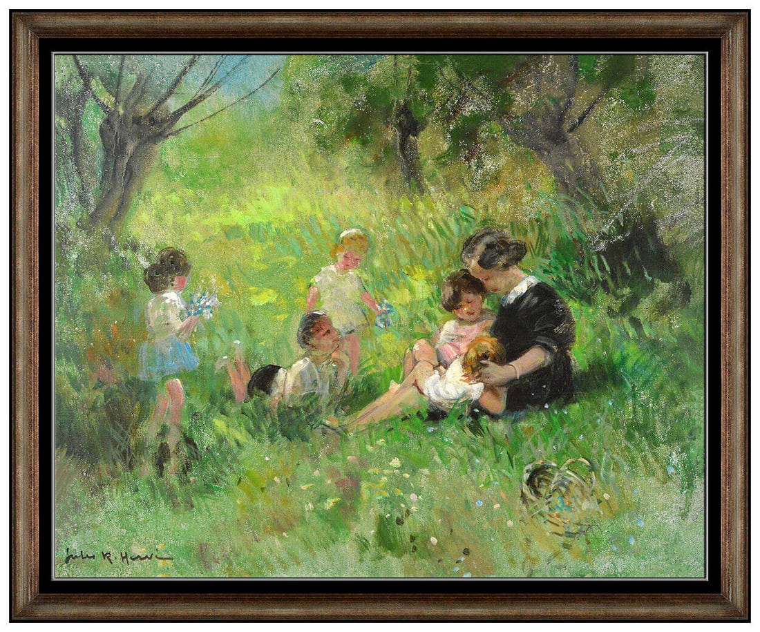 Jules R Herve Large Original Child Portrait Painting On Canvas Signed ...