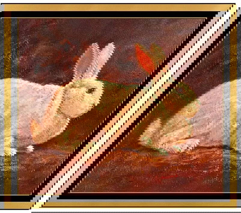 David Dave A Merrill Original Oil Painting On Canvas Animal Rabbit ...