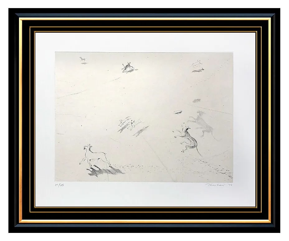Wayne Thiebaud Original Seven Dogs Drypoint Etching Hand Signed Framed ...