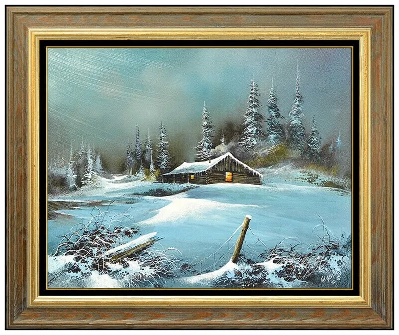 Ted Blaylock Original Winter Landscape Painting Oil On Board Signed ...