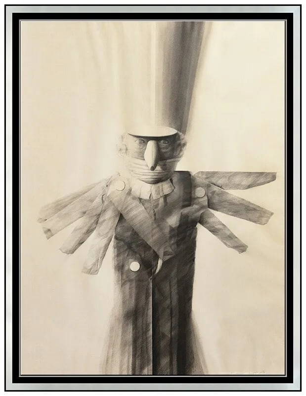 Joseph Piccillo Original Charcoal Drawing Figurative Signed Framed Art ...