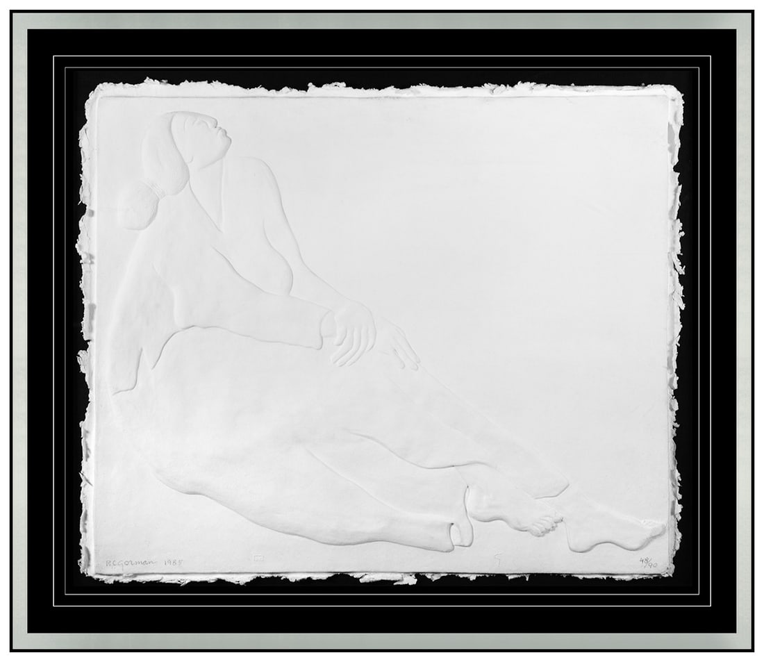 R.c. Gorman Paper Relief Sculpture Original Signed Framed Figurative ...