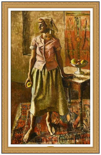 Robert Brackman Oil Painting On Canvas Lady Portrait Signed Framed