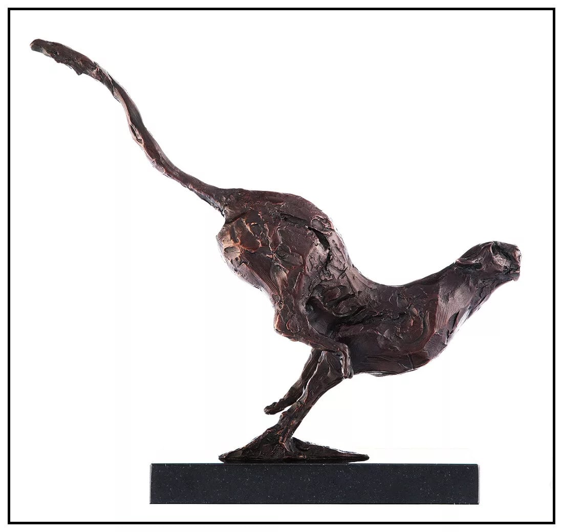 Vincent Da Silva Signed Cheetah Wildlife Original Bronze Sculpture Auction