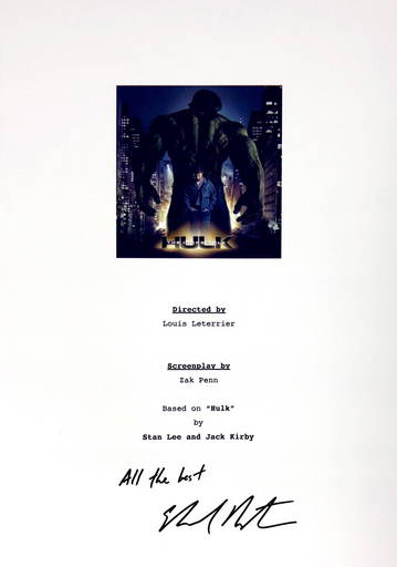 Edward Norton Autograph Signed Hulk Script Cover - Jul 08, 2021 ...