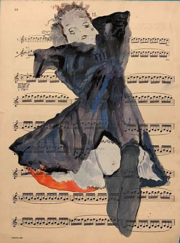 Egon Schiele (after) Girl In Blue Dress 1911