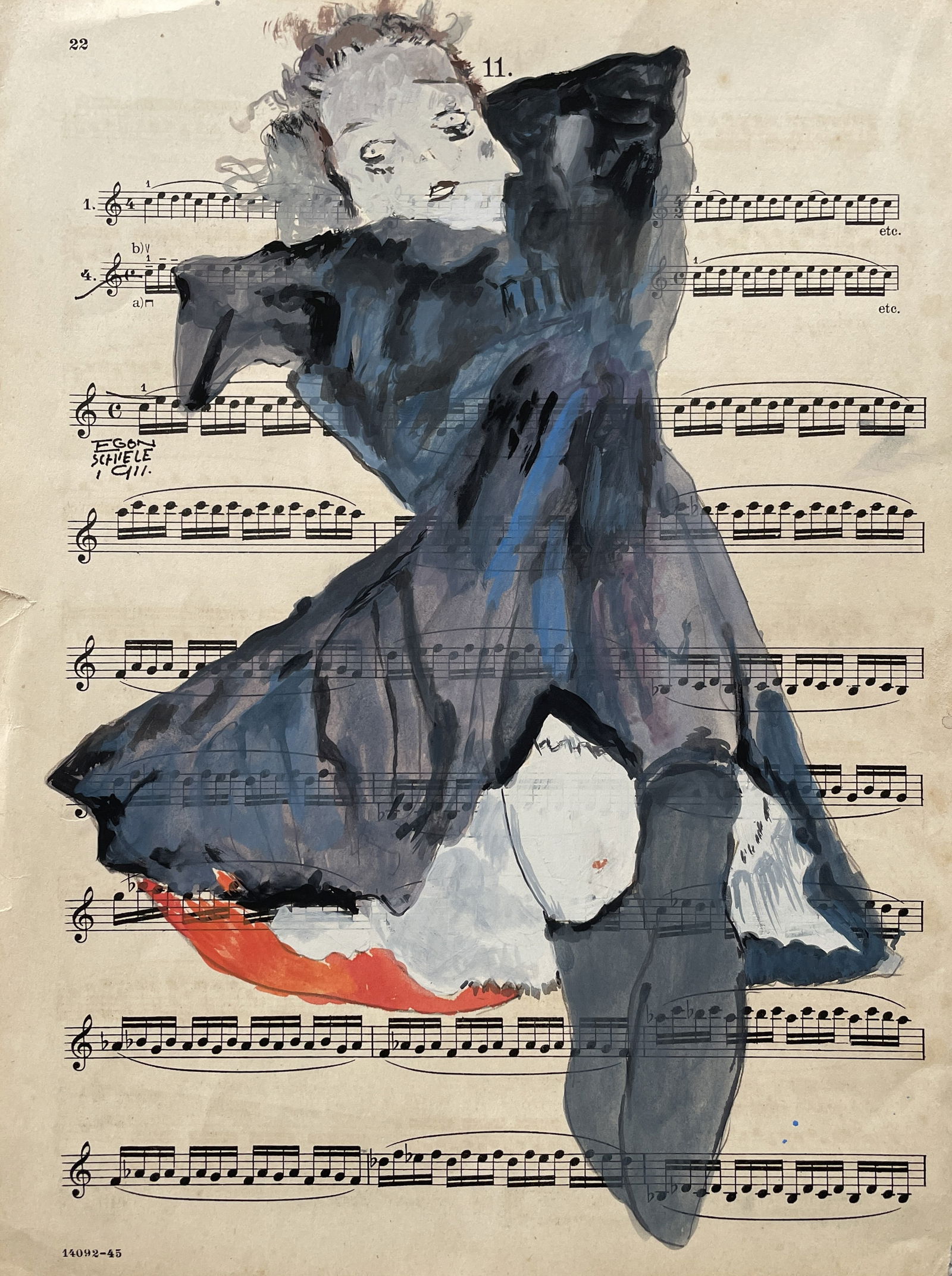 Egon Schiele (in The Style) Drawin On Paper Auction