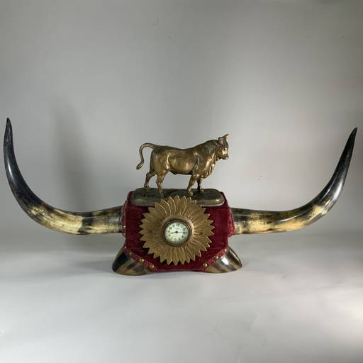 Vintage Bull Horn Mantle Clock