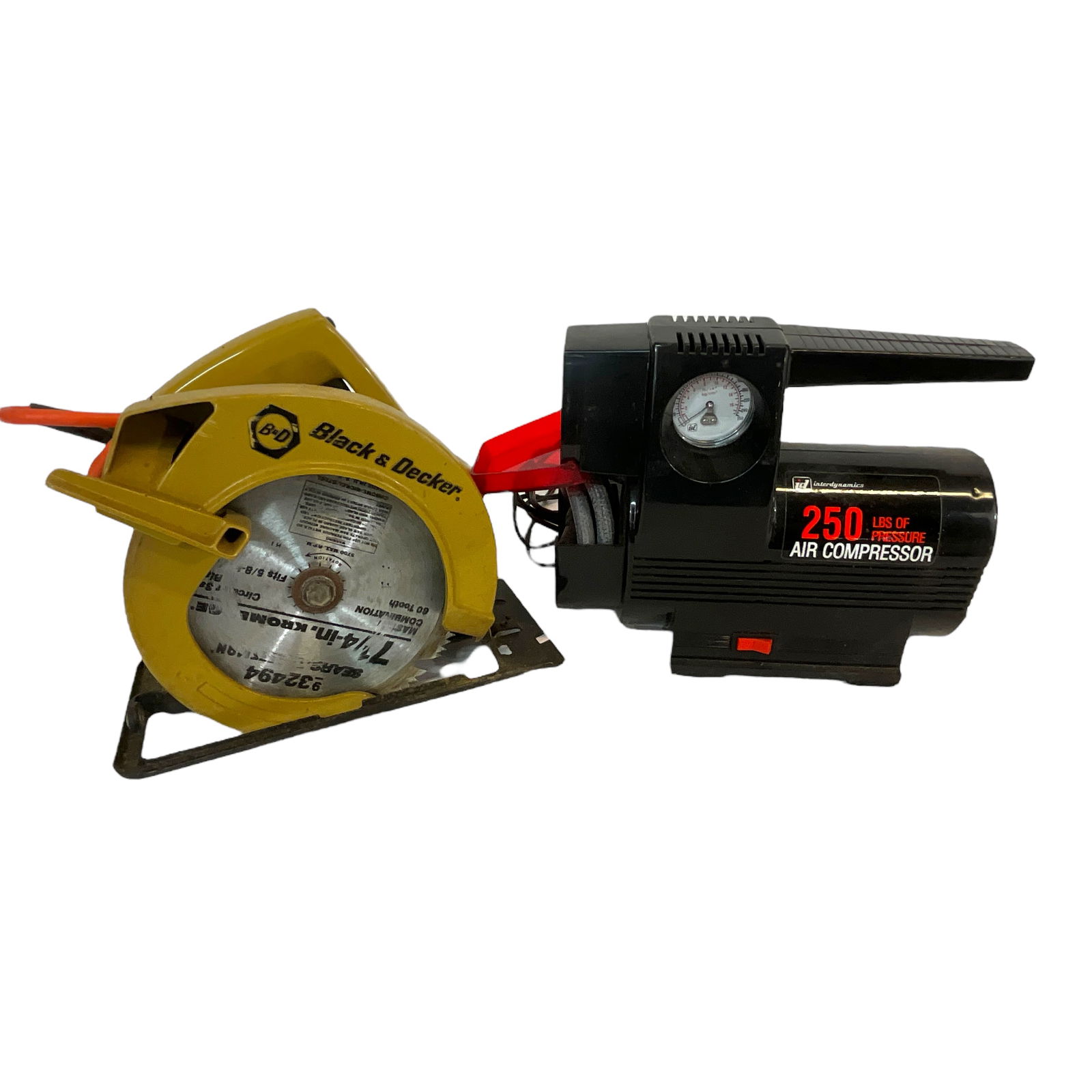Black And Decker 7 1/4" Circular Saw And Interdynamics 250 Lb Air ...