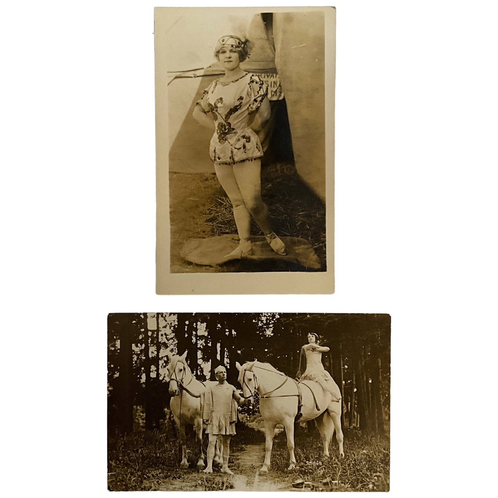 Real Photo Postcards, Circus Sideshow Performers, Lot Of 2 Auction