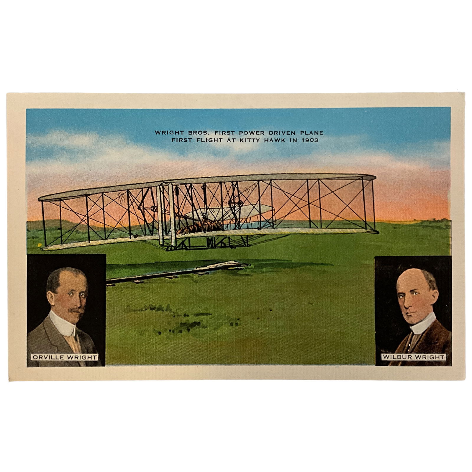 Postcard, Wright Bros First Flight, Airspace History, 1903 Auction