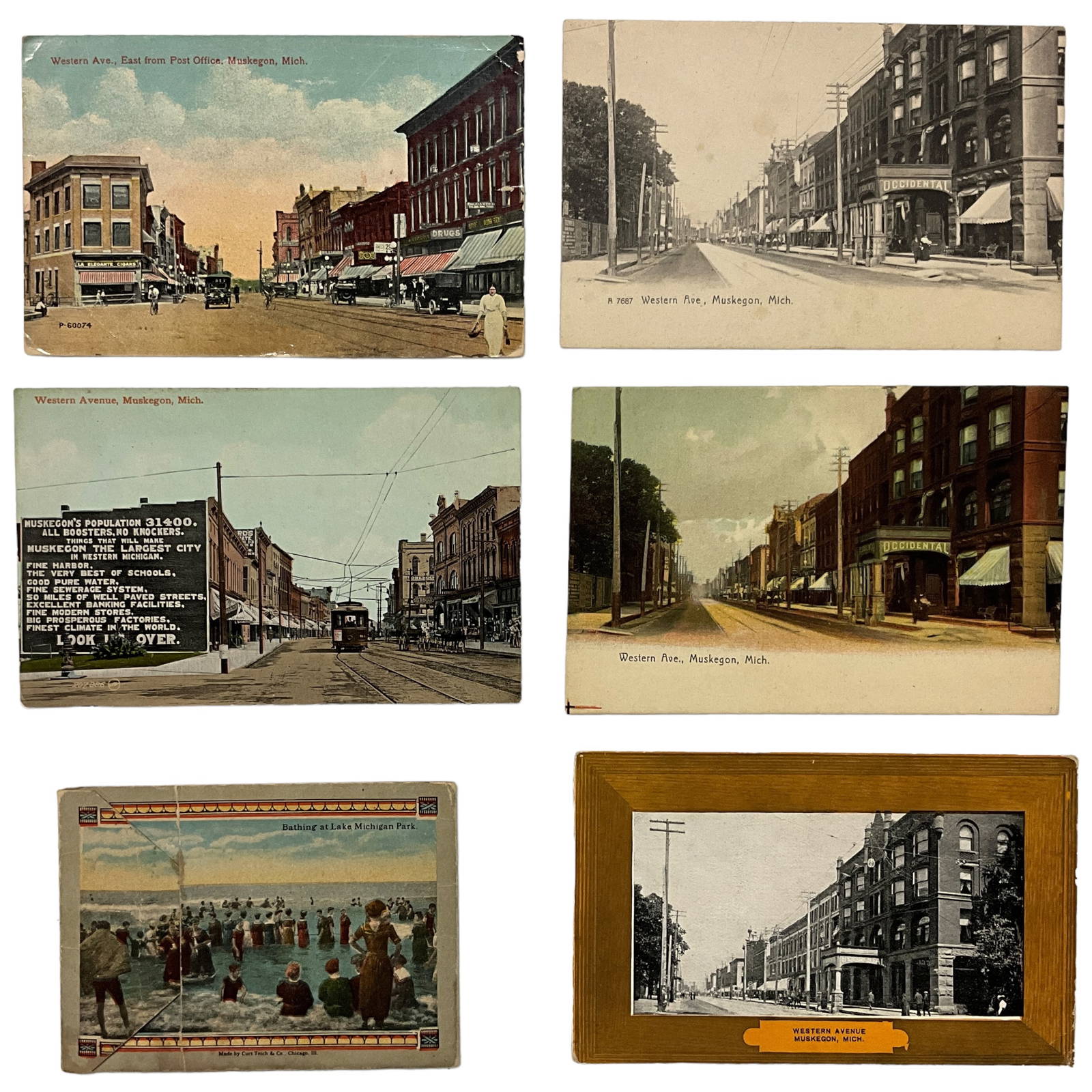 Postcards, Street Scenes, Muskegon, Michigan, Lot 6 Auction