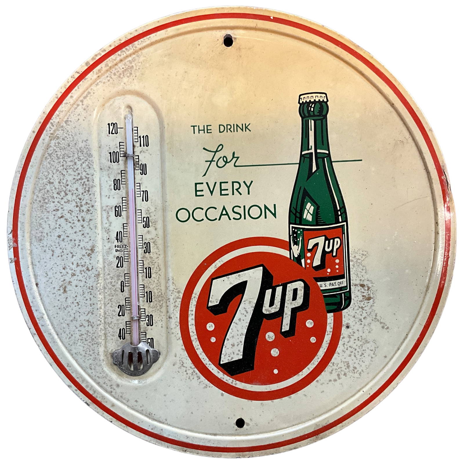7up Metal Thermometer Advertising Button Auction