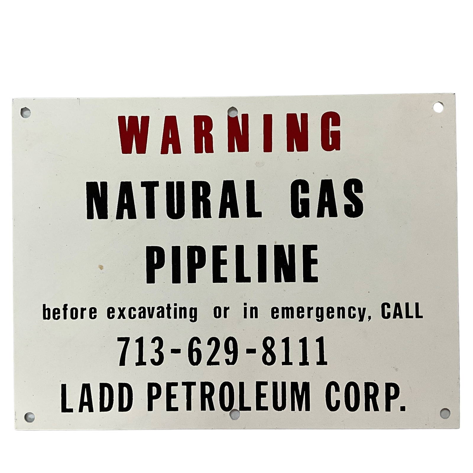 Ladd Petroleum Corp Natural Gas Pipeline Sign, Metal Auction