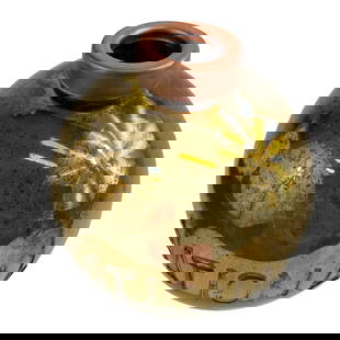 Vintage Lightning Ball, Amber Mercury/mirror Glass, Copper End Caps