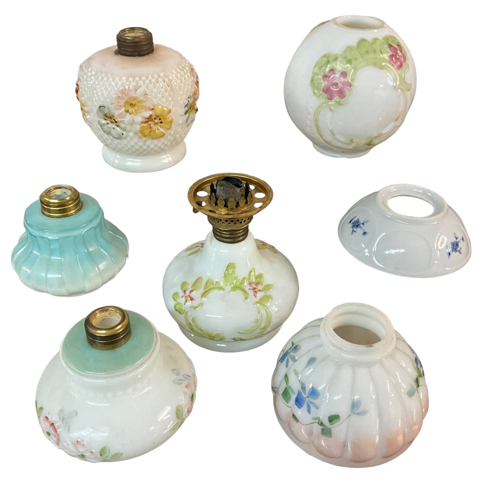 Lot Of Antique Miniature Oil Lamp Parts Auction