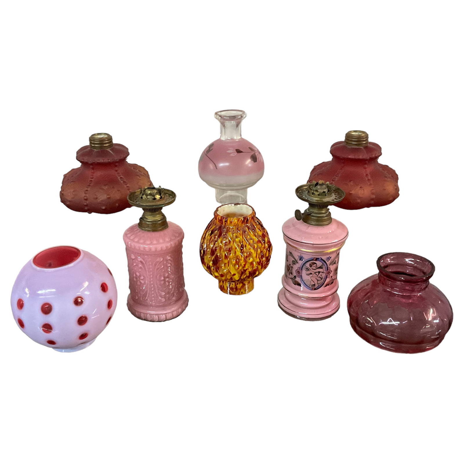 Lot Of Antique Miniature Oil Lamp Parts Auction