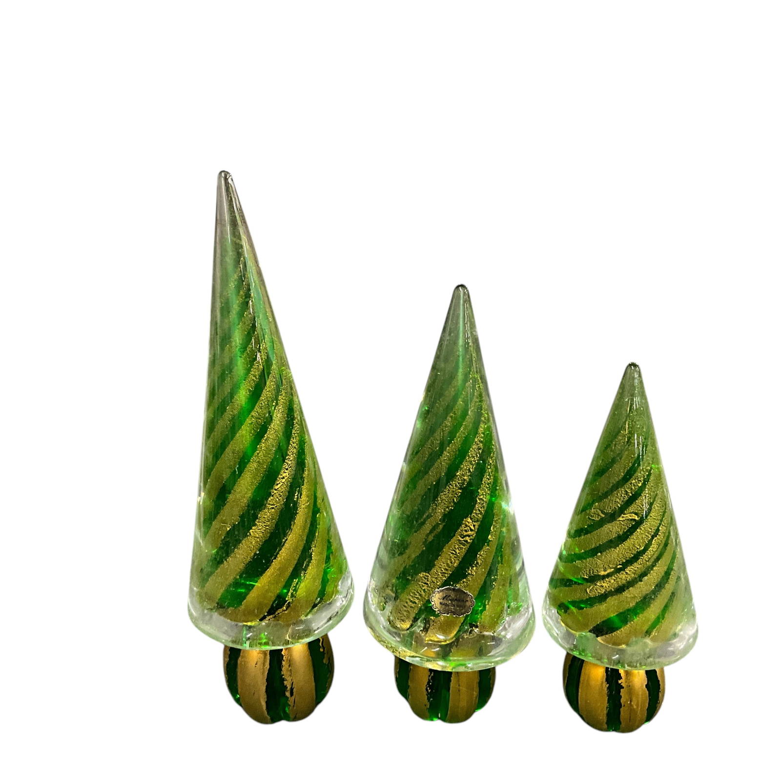Set Of Three Murano Glass Christmas Trees Auction