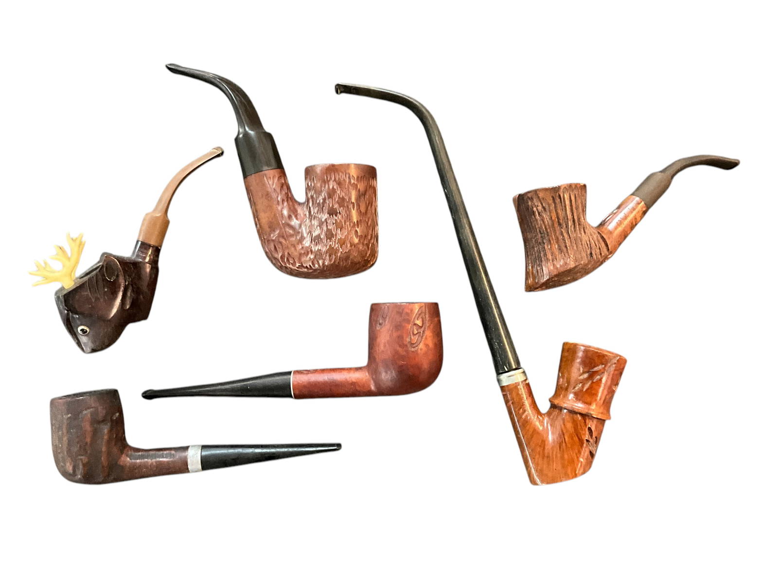 Group Of Six Wooden/briar Smoking Pipes Auction