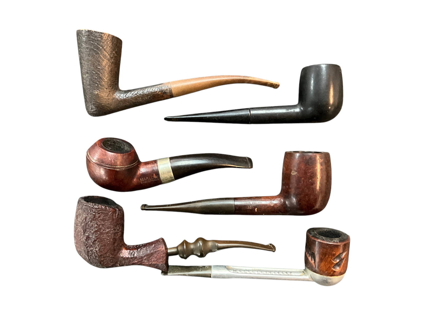 Group Of Six Wooden/briar Smoking Pipes Auction