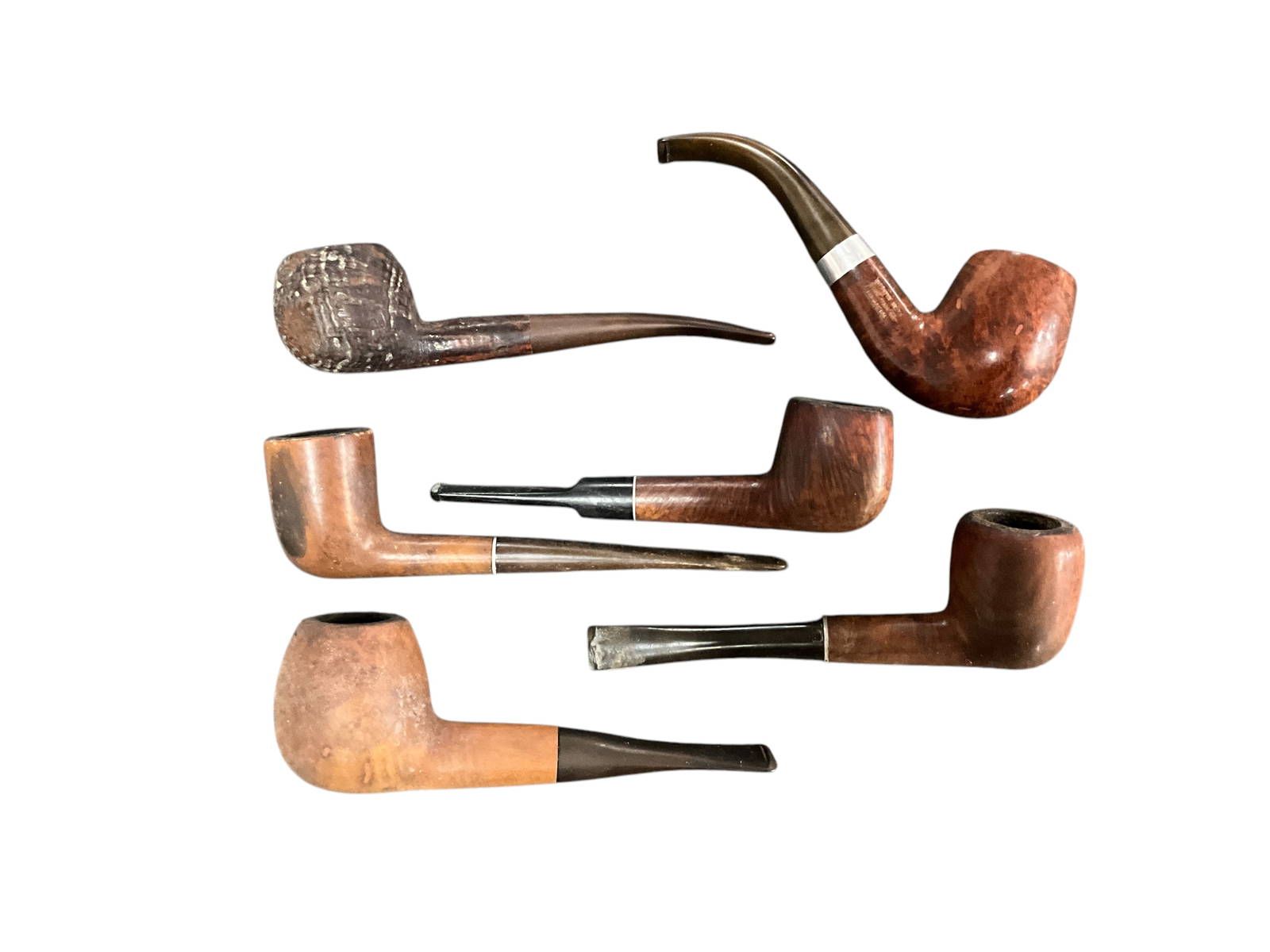 Six Carved Wooden/briar Smoking Pipes Auction