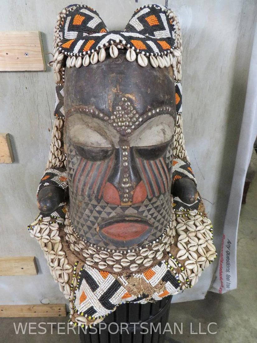 Large African Tribal Kuba Royal Head Mask/helmet Auction