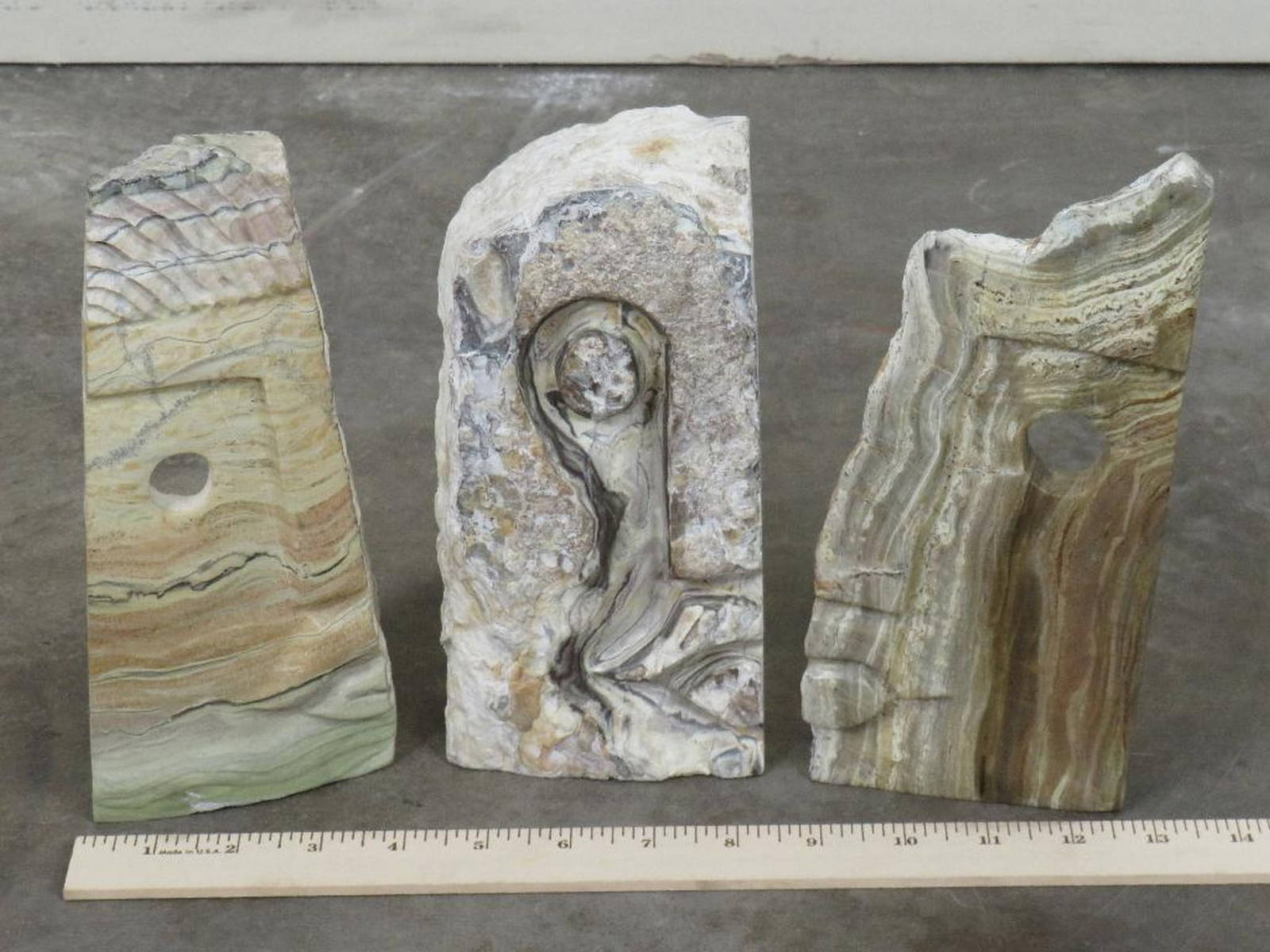 3 Hand Made Stone Face Statues (one$) Artists Name On Back African Art ...