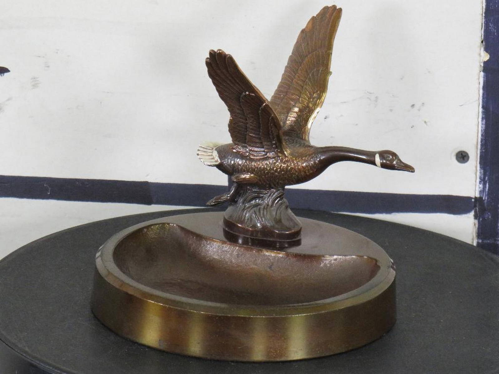 Bronze Goose Tray W/ringneck Goose In Flight, Key Tray Functional Art ...