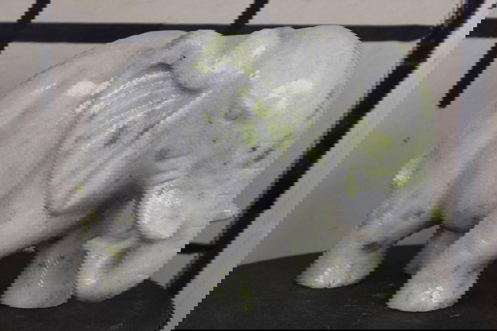 Lantian Jade Elephant Statue. Hand Carved And Polished. Semiprecious ...