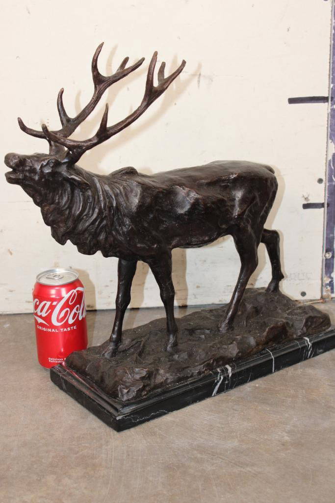 "elk" Solid Bronze Collectible Sculpture By Artist P.j. Mene, On A ...