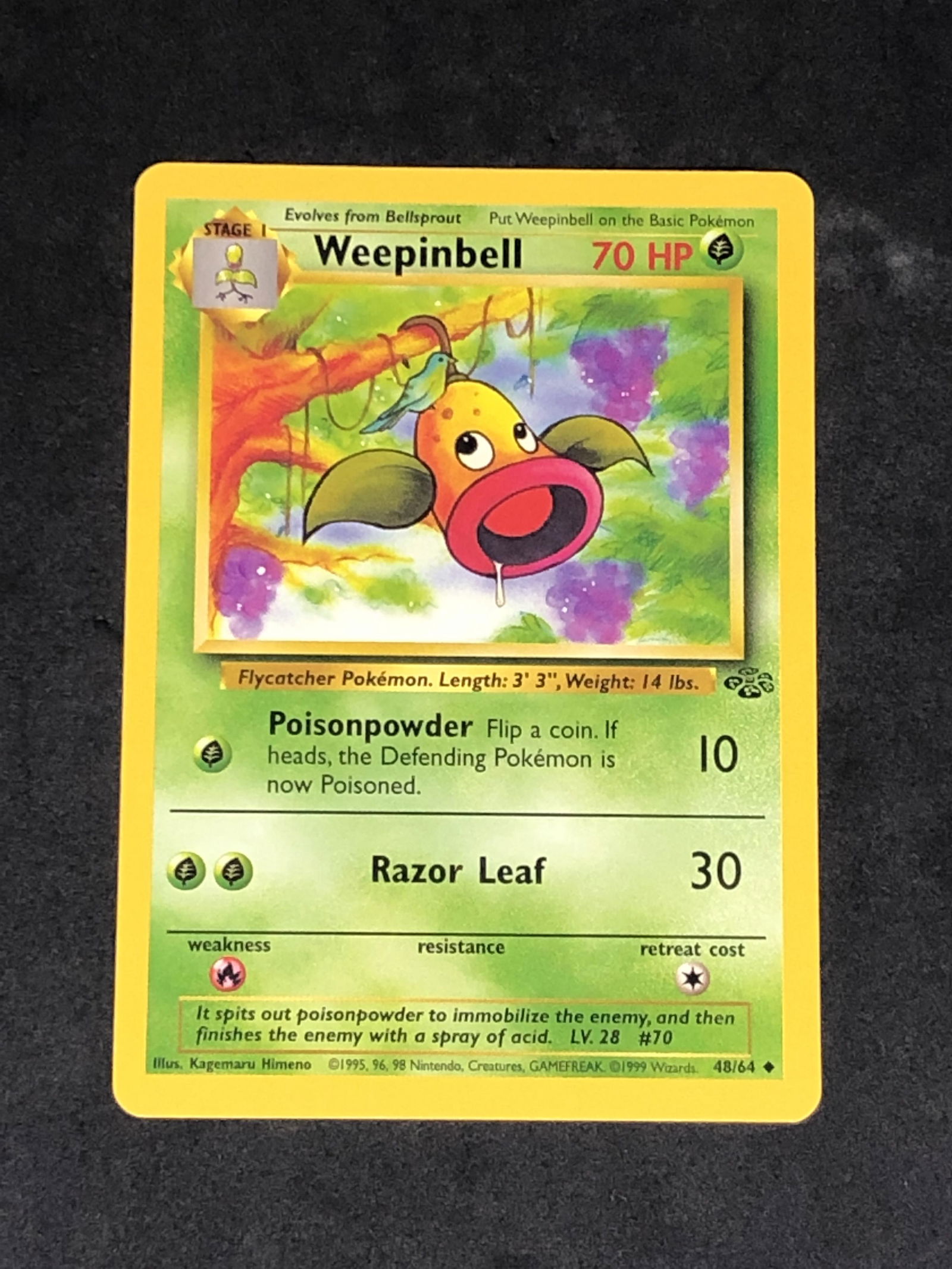 Vintage Jungle Set Weepinbell Pokemon Card