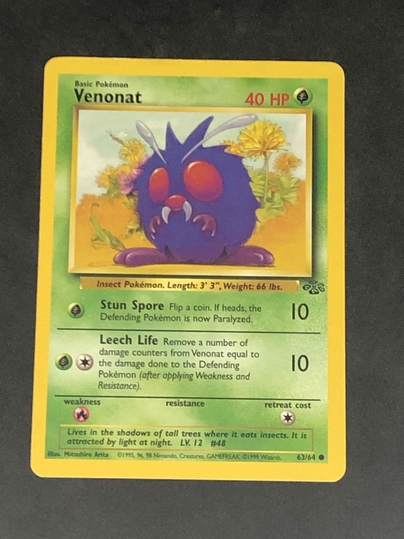 Vintage Jungle Set Venonat Pokemon Card
