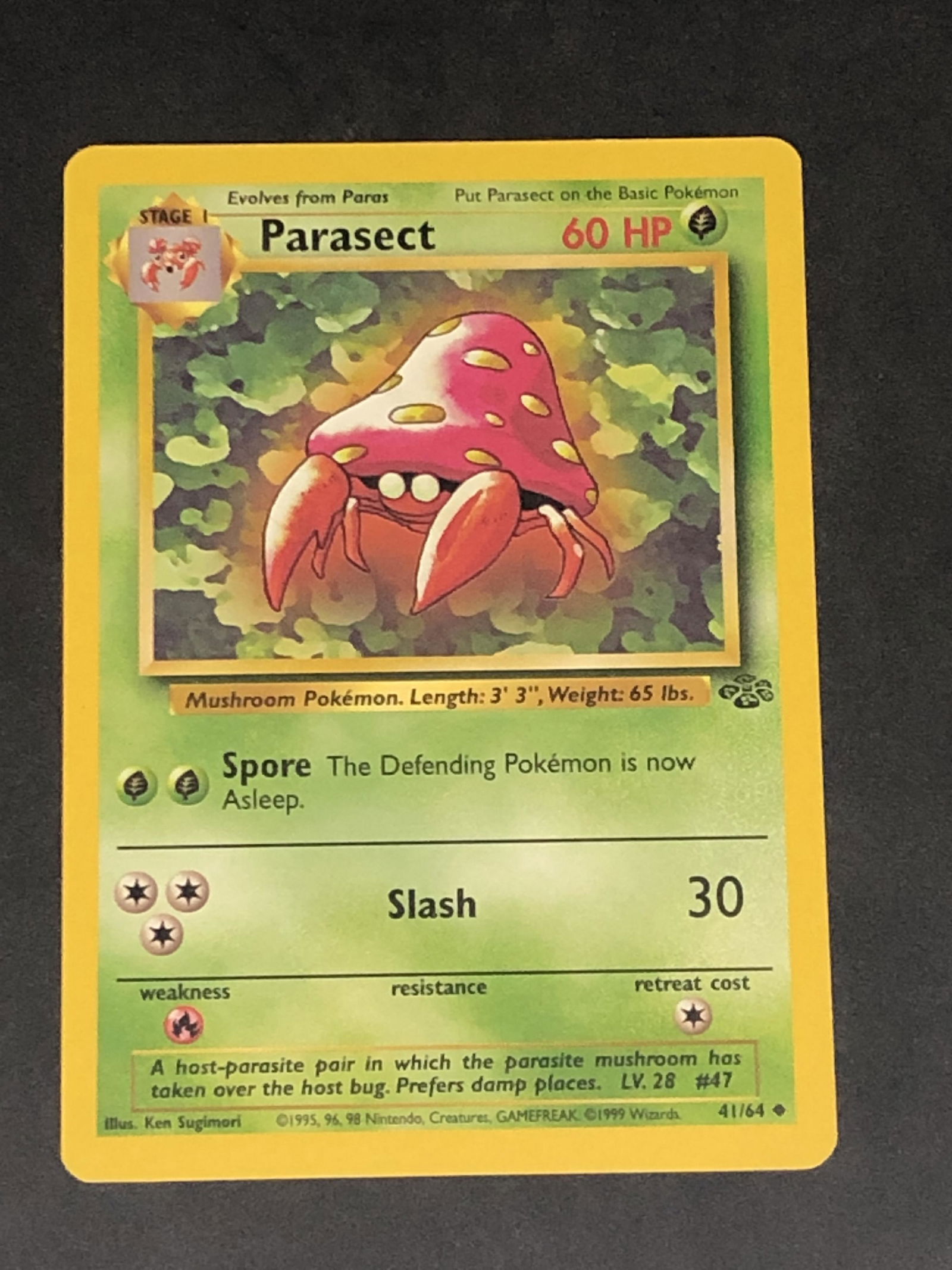 Vintage Jungle Set Parasect Pokemon Card