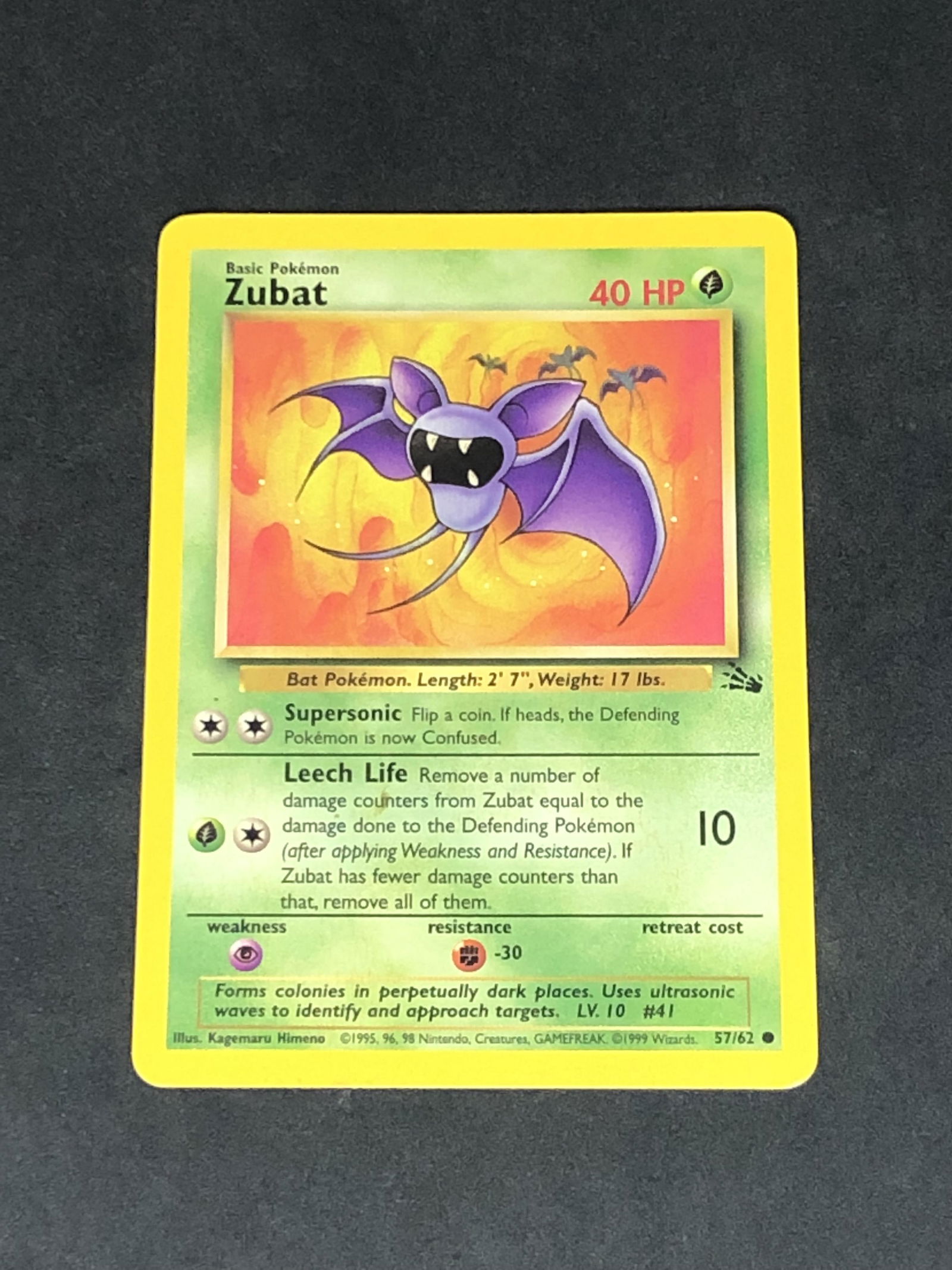 Vintage Jungle Set Zubat Pokemon Card