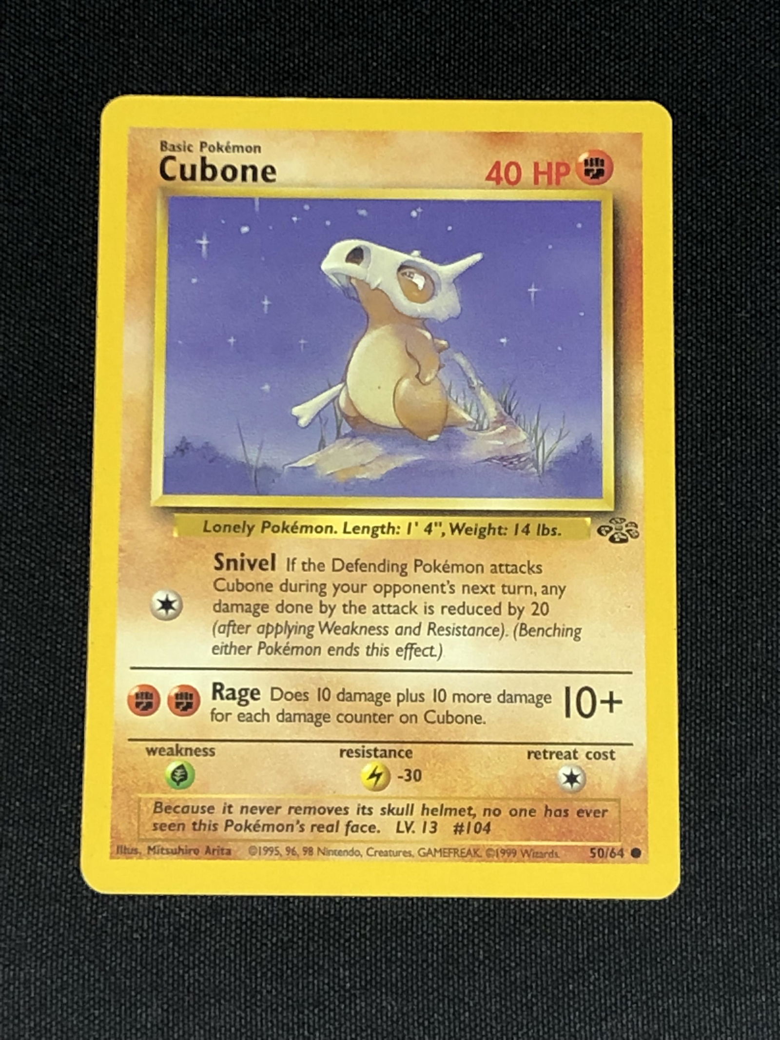 Vintage Jungle Set Cubone Pokemon Card