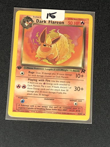 Vintgae 1st Edition Team Rocket's Dark Flareon Pokemon Card (#0474) on ...