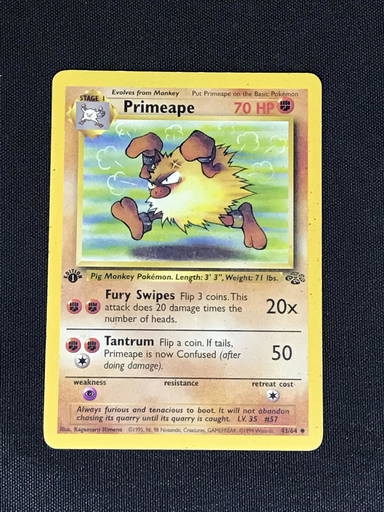 Vintage Jungle 1st Edition Primeape Pokemon Single Moderately Played