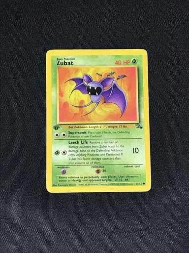 Vintage 1st Edition Fossil Zubat Pokemon single - moderately played ...
