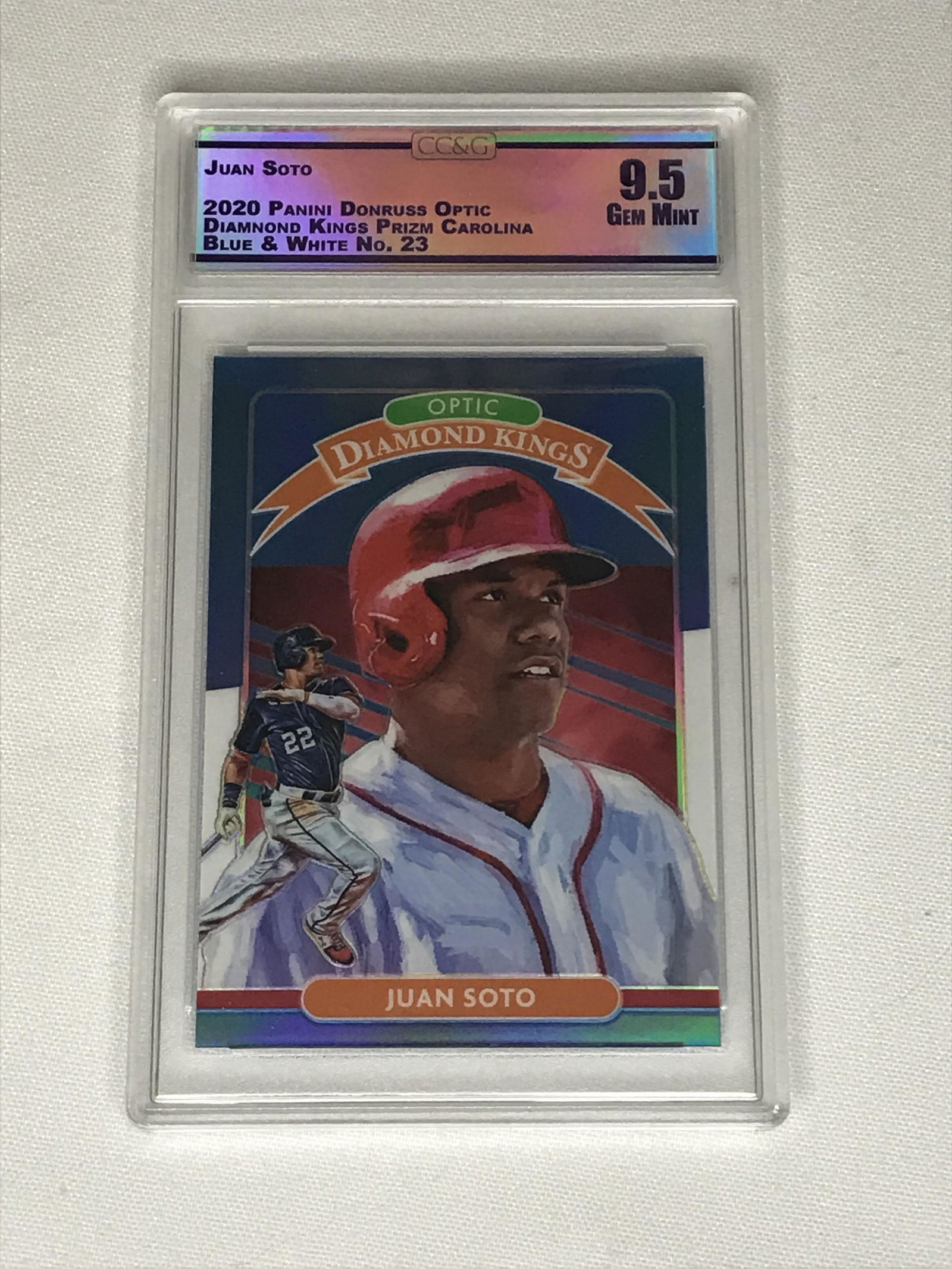 Juan Soto Panini Donruss Optic Diamond Kings Carolina Blue & White Cc&g 9.5