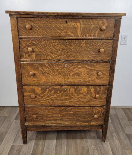 Antique Oak 5 Drawer Dresser