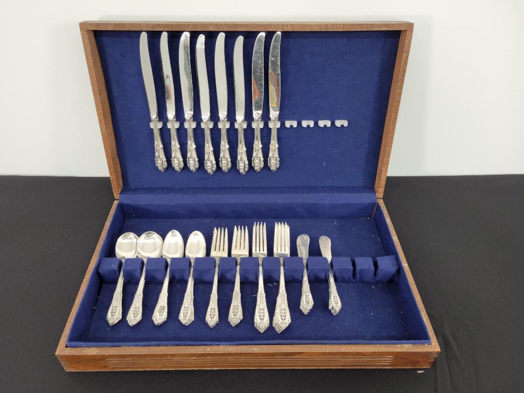Wallace "rose Point" Sterling Flatware Set