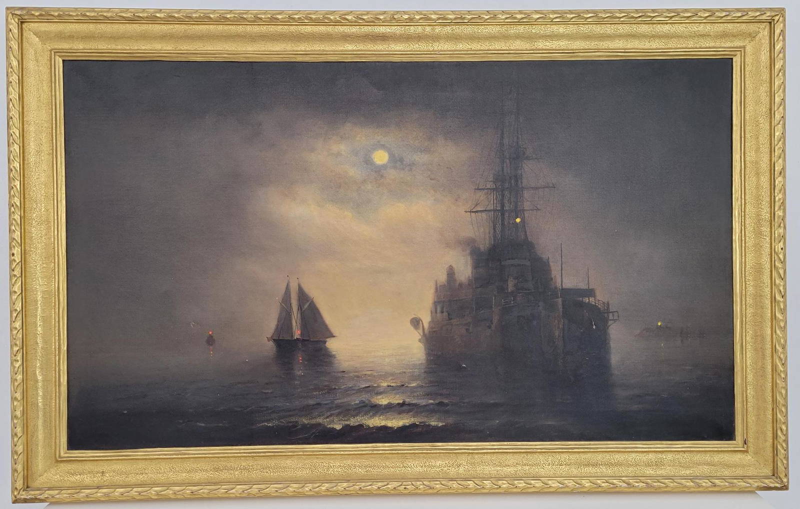 Marshall Johnson Oil On Canvas - "the Battleship" Auction