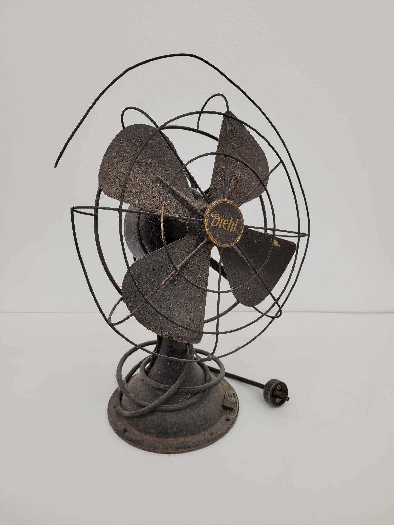 Antique 3 Speed Diehl Table Top Fan Auction