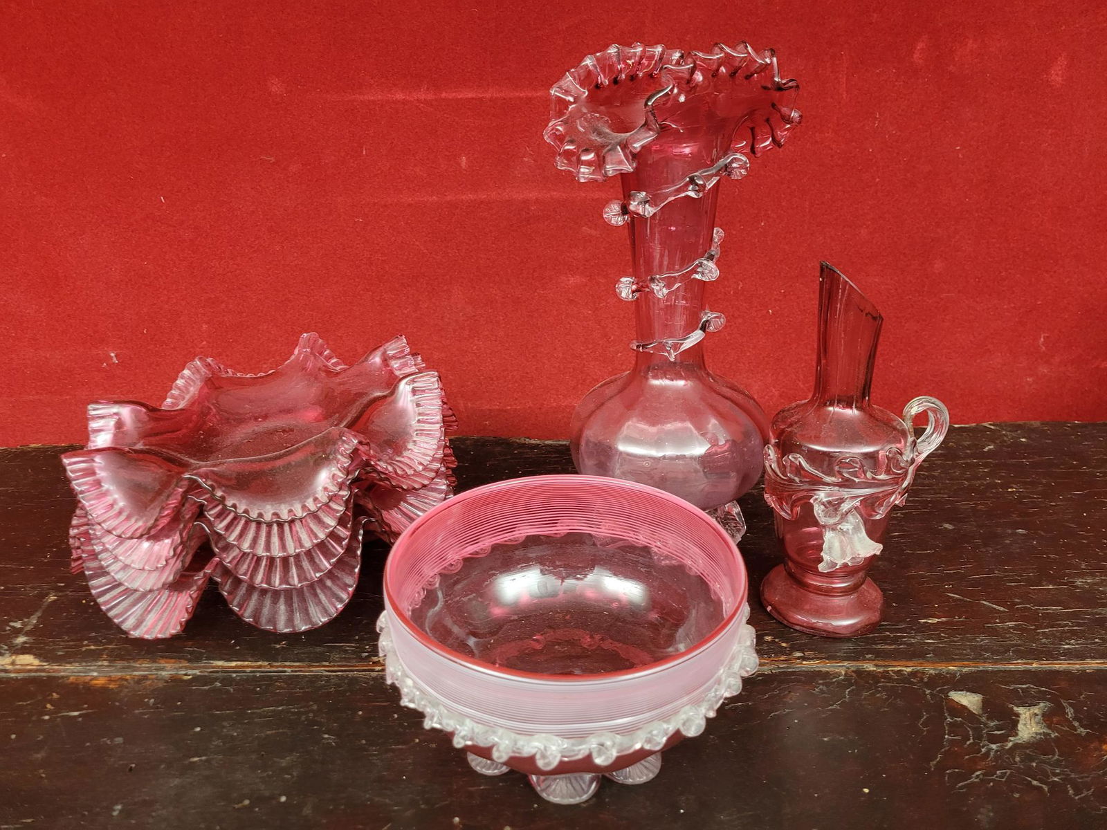 Grouping Of Antique Cranberry Glassware Auction