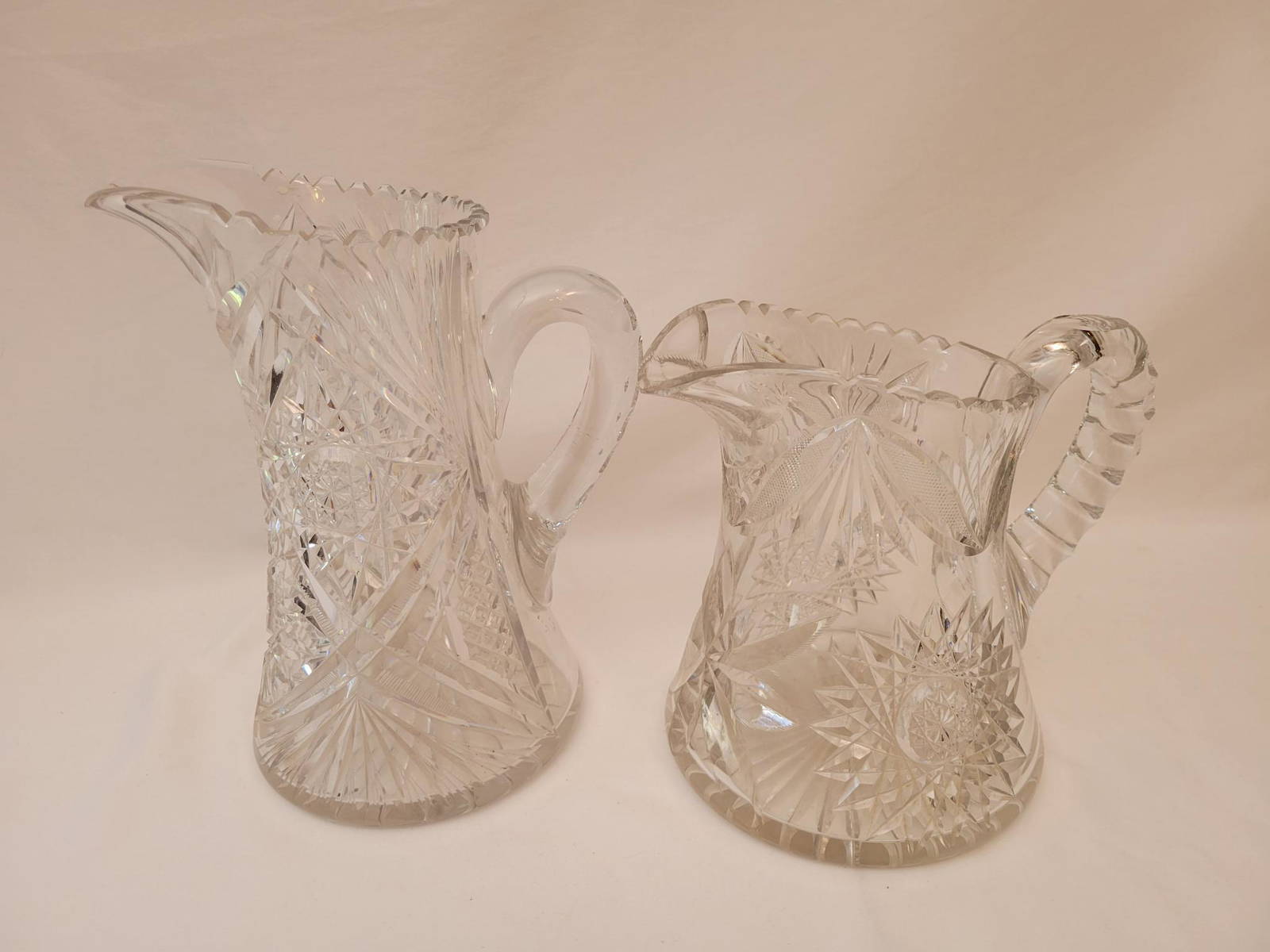 Two (2) Antique Cut Crystal Water Pitchers Auction
