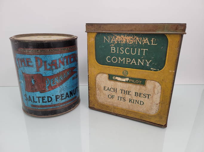 (2) Two Antique Tin Lithograph Advertising Tins